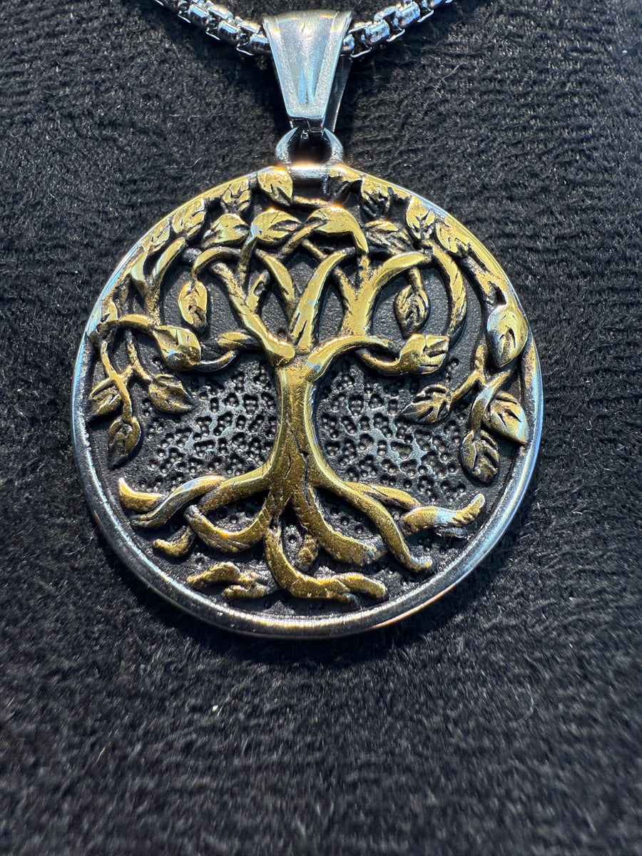 Two Tone Titanium Tree of Life Amulet And Necklace Set – Ancient Tribal ...