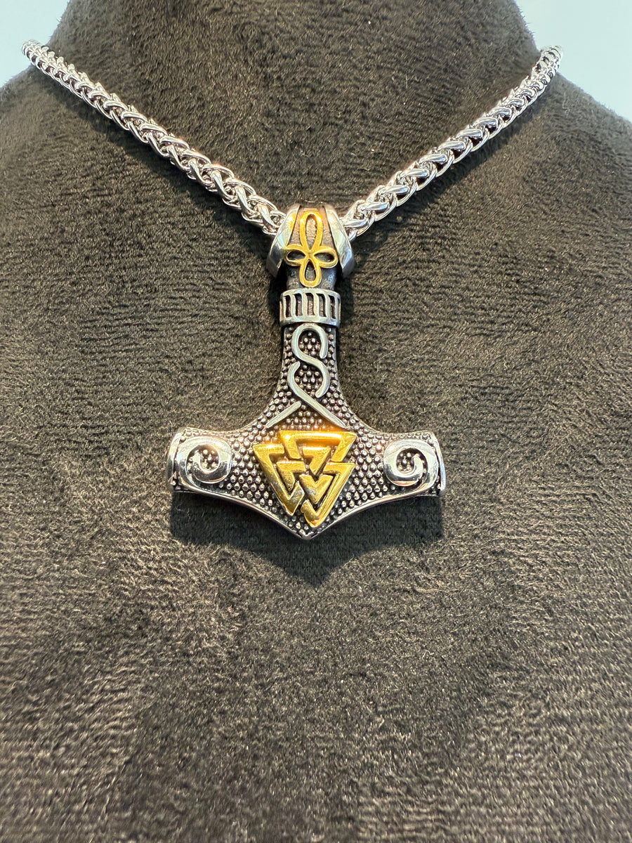 Titanium Mjolnir Pendant And Necklace Set – Ancient Tribal ...