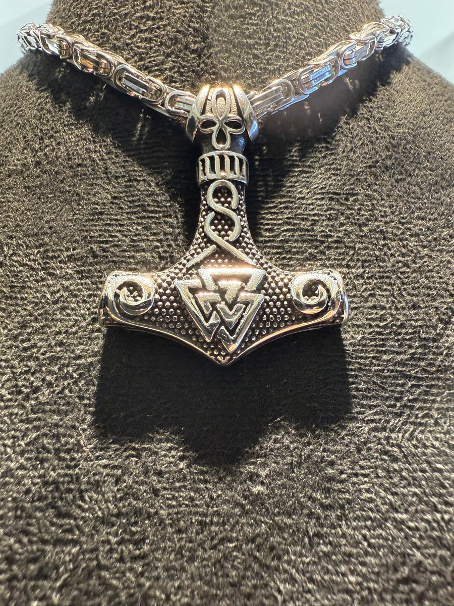 Titanium Mjolnir Pendant And Necklace Set – Ancient Tribal ...