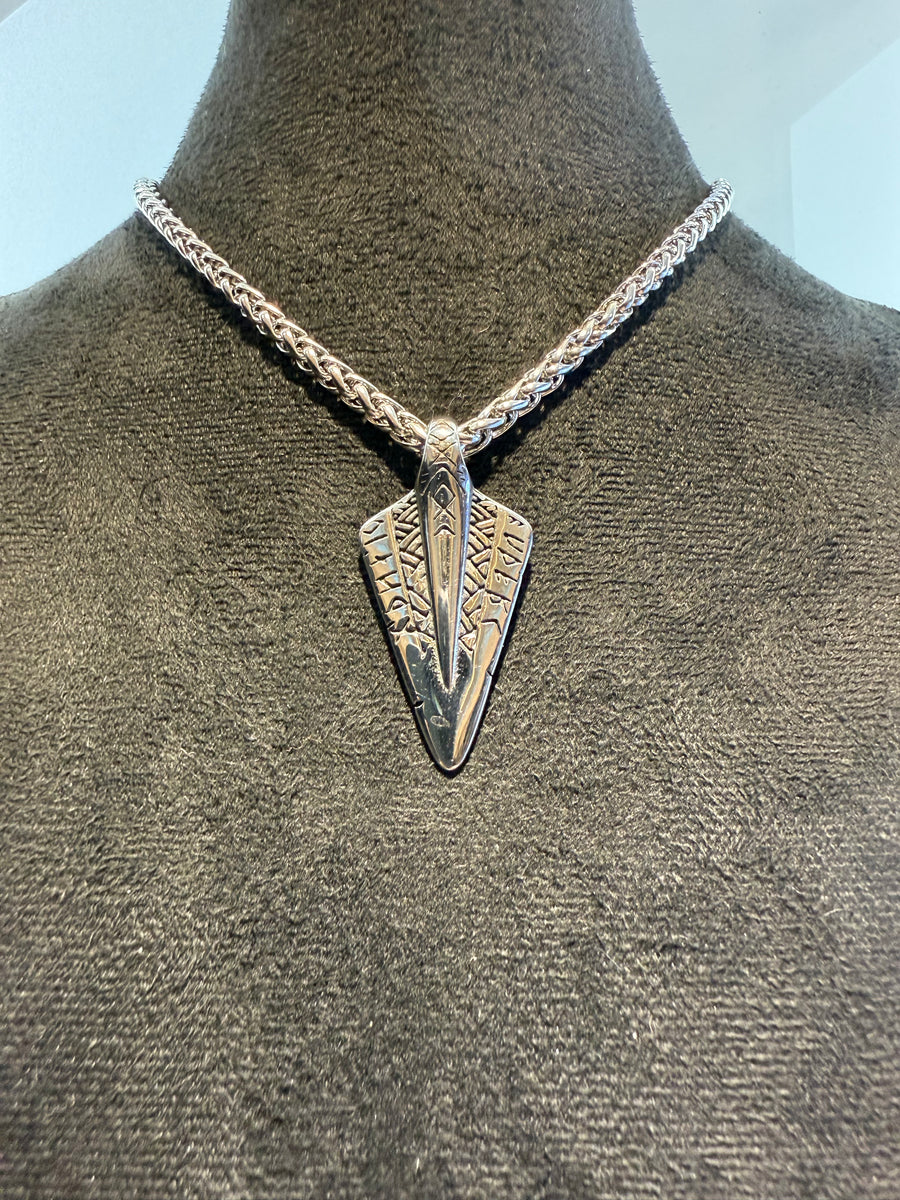 Titanium Rune Arrowhead Pendant & Necklace – Ancient Tribal ...