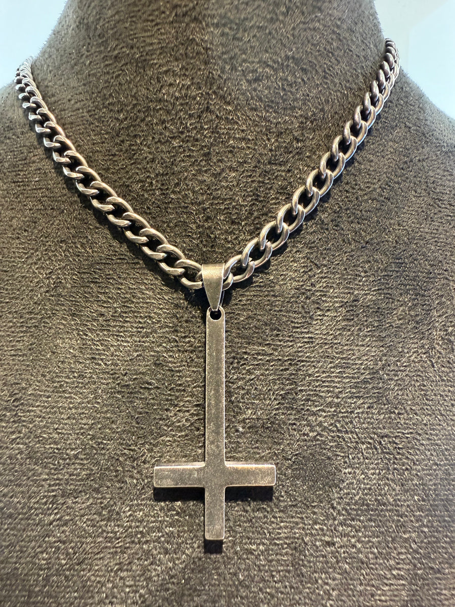 Titanium Inverted Gun Metal Cross & Necklace Set – Ancient Tribal ...